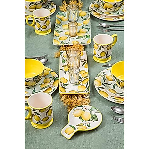 Bico Lemon Dreams Ceramic Spoon Rest, House Warming Gift, Dishwasher Safe