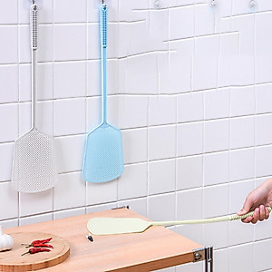 Generic Telescopic Fly Swatters - Heavy Duty Flyswatter | Long Handle Swatter with Hanging Hole | Manual Extendable Fly Swatters | Wide Mesh Fly for Home Garden Classroom Restaurant, flat shape