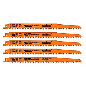 HORUSDY 9-Inch Wood Pruning Reciprocating Saw Blades, 5 Pack, 5TPI Saw Blades