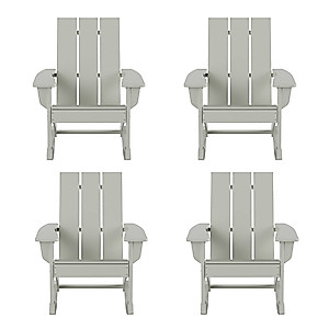 WO Home Furniture Patio Rocking Chair Set of 4 PCS Modern Outdoor HDPE UV Weather Resistant (Sand)