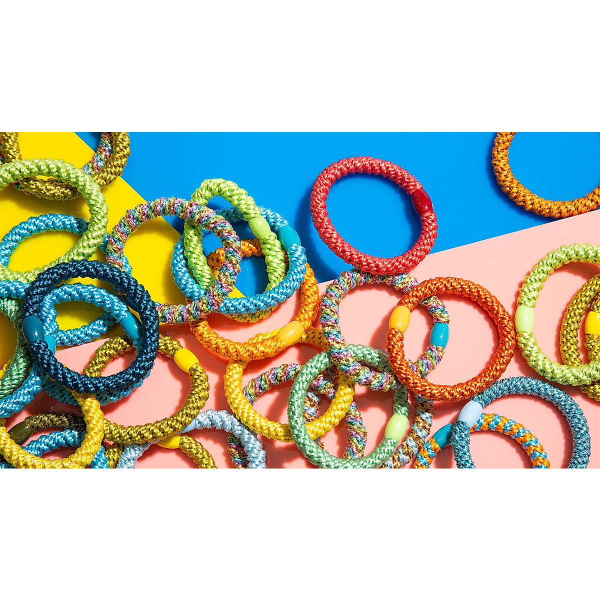 L. Erickson Grab & Go Pony - Cotton Candy - 8 Pack Ponytail Holder Hair Ties - Pink and White Mix