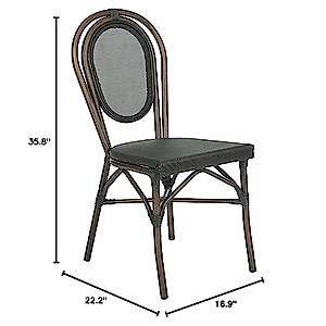 Safavieh Outdoor Living Collection Ebsen Wicker Side Chairs, Black, Set of 2