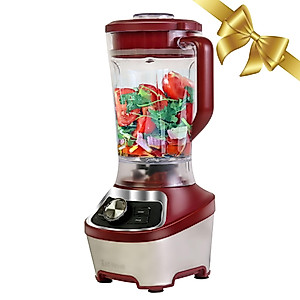 Kenmore Smoothie Blender Countertop for Kitchen Stainless Steel blades for Ice Crushing Variable Speed Self Clean Dishwasher Safe Tritan Pitcher Red 64 oz (8-cup) 1200W Motor