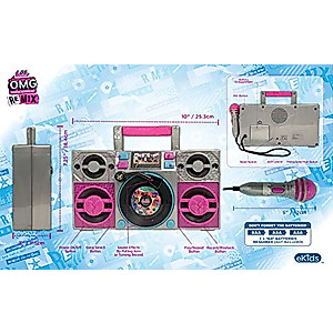 LOL Surprise OMG Remix Karaoke Machine Sing Along Boombox with Real Karaoke Microphone for Kids, Built in Music, Flashing Lights, Record, Turntable with Sound Effects, Connect Device