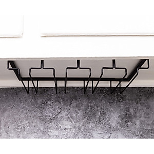 Karukera Wine Glass Holder Storage, Add an Organizer Stemware under a Floating Shelf or Cabinet to save Space, Perfect Metal Rack for your Kitchen, Bar or Countertop, with 2 Sets Mugs Holders