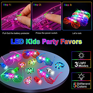 SHQDD 244 Pack Glow in the Dark Party Supplies for Kids, New Year Party Favors for Kids, Glow Party Favors for Kids 8-12, Kids Led Light Up Party Favors,Kids New Years Eve Party Supplies