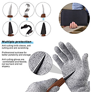 Wood Carving Tools Set,Detail and Hook Carving Knife Kit for Beginners,Trimming Knife for Spoon Bowl Cup Woodwork,Round Handle Design and 6pcs SK2 Carbon Steel Wood Carving Knives（10pcs）