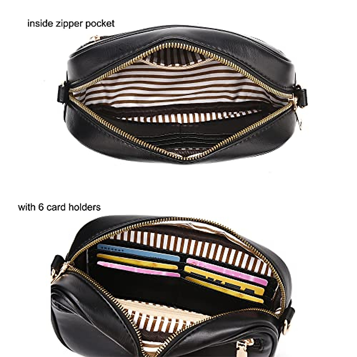 Women Little Crossbody Bag with Small Coin Purse, Wide Strap, Card Holder, Cute Tassel, Pockets