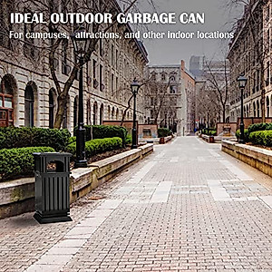 POWLAB Outdoor/Indoor Trash Can Commercial Trash Can Waste Container with Perforated Galvanized Steel Panel for Disposal Commercial Waste Container -Black