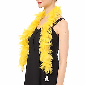 Over 10 Color 25 Gram, 4 Feet Long Chandelle Feather Boa,Kids Feather Boa, Great for Party, Wedding, Halloween Costume, Christmas Tree, Decoration (Yellow)