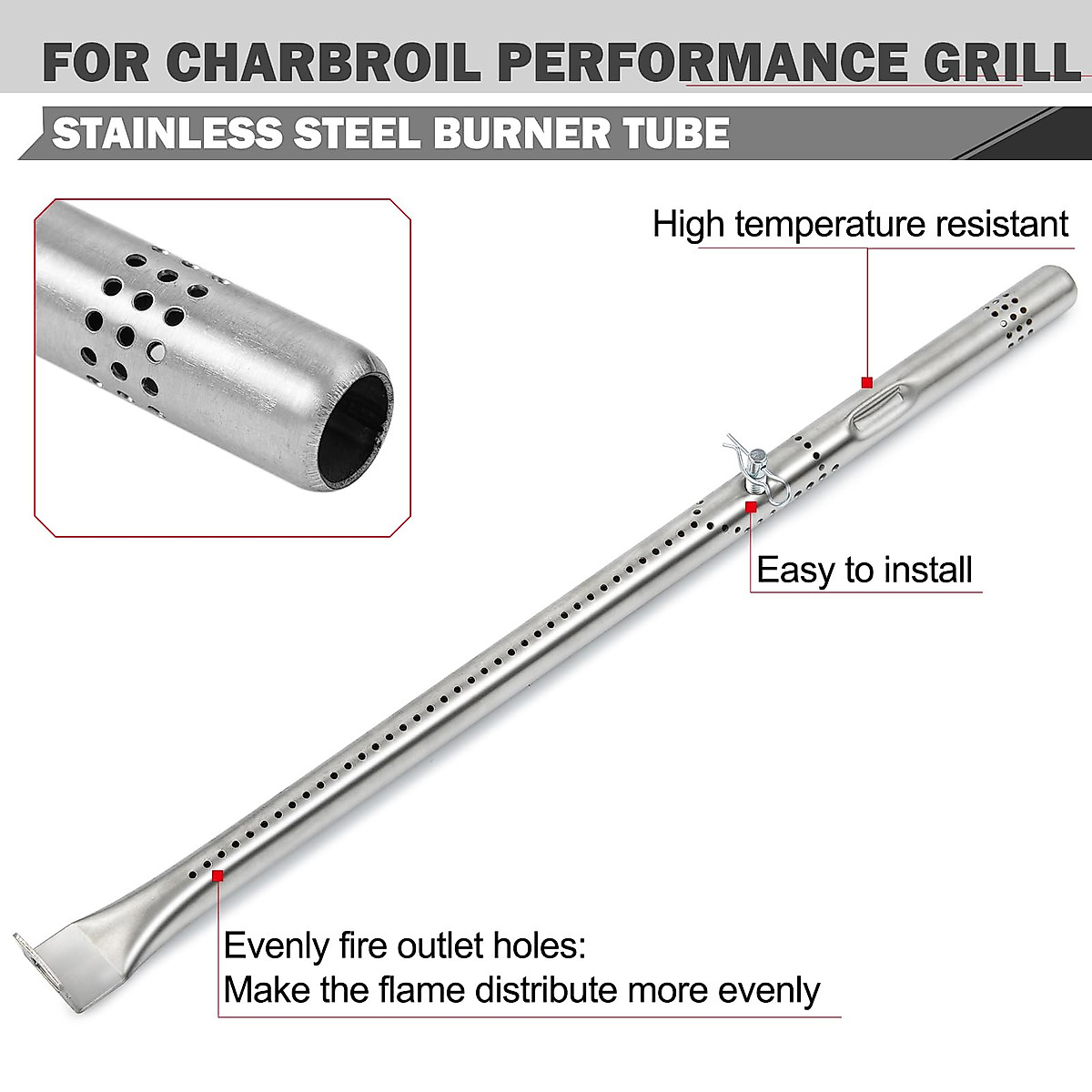 463448021 Grill Replacement Parts Heat Tent Burners for Charbroil Performance Grill Parts 5 Burner 463449021 463451022 463455021 463450022 G327-2100-W1 Heat Shield G325-0002-W1 Burner Tube Replacement