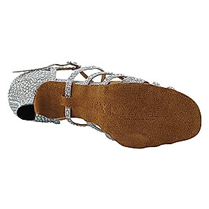 Very Fine Dancesport Shoes for Ladies' Ballroom, Latin, Salsa Dancing - Crystal Collection 3037Bling with 2.5 inch Heel (Silver Glitter Satin, Size 8)