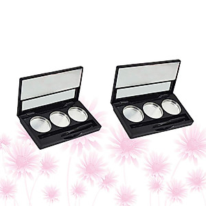 Lurrose Empty Magnetic Eyeshadow Palette 3 Colors Empty Eyeshadow Case Box Empty Magnetic Cosmetics Makeup Powder Sample Container 2Pcs 26mm