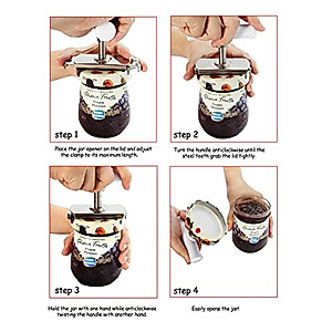 ShengHai Adjustable Professional Jar Opener Stainless Steel Spiral Design Suitable for Opening 1-4 inches Bottle Can, Supporting Those with Limited Hand Movement Kitchen Tool