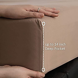 ORIENT Microfiber King Sheets Set,Hotel Luxury Soft Microfiber Bed Sheets Set,Extra Easy Fit Home Sheet Set, Wrinkle, Fade, Deep Pocket Fitted Sheet,Bedding Flat Sheet, Pillow Cases (Beige, 4-Piece)