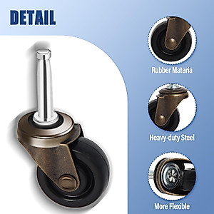 Podoy Antique Casters Wheels 1-5/8-Inch with Stem Socket Replacement for Furniture Chairs Small Sofa Office Decorative Casters Use for All Hardwood Floor (Set of 4)