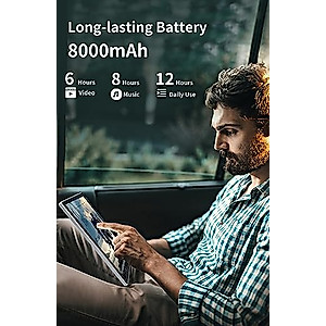 VNEIMQN 10 inch Tablet, Android 12 Tablet, 10.1”, 1080p Full HD, 8GB RAM/128GB ROM/8-Core CPU, 1TB Expand, 8000mAh, 5MP front/13MP Back Camera, WiFi 6, GPS, 1920 * 1200 Display, Bluetooth 5.0