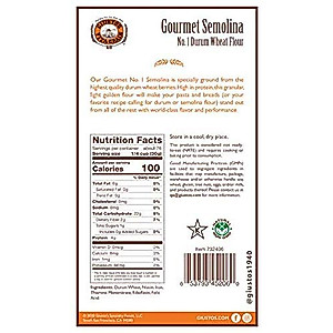 Giusto's Vita-Grain Gourmet Semolina All-Natural No. 1 Durum Wheat Flour, 5lb Bag