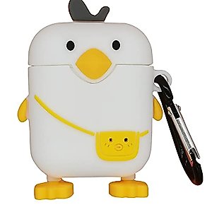Dehoko Compatible with AirPods Case 1st 2nd Generation Duck, Kids Girls Boys Women Silicone Protective 3D Cartoon Kawaii Funny Cute Animal Design White Bag Duck Case Cover for AirPods 1&2 Gen (Duck)