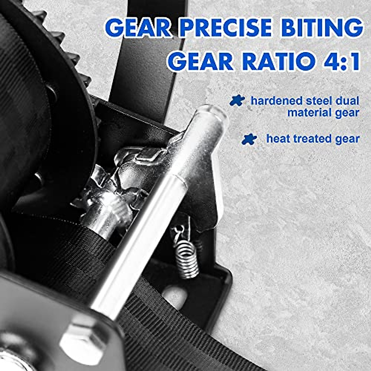 XPV AUTO Boat Trailer Winch 1200lbs Hand Winch with 26ft Blue Winch Strap, 2 Way Ratchet Manual Winch for Jet Ski Boat Towing Waterproof