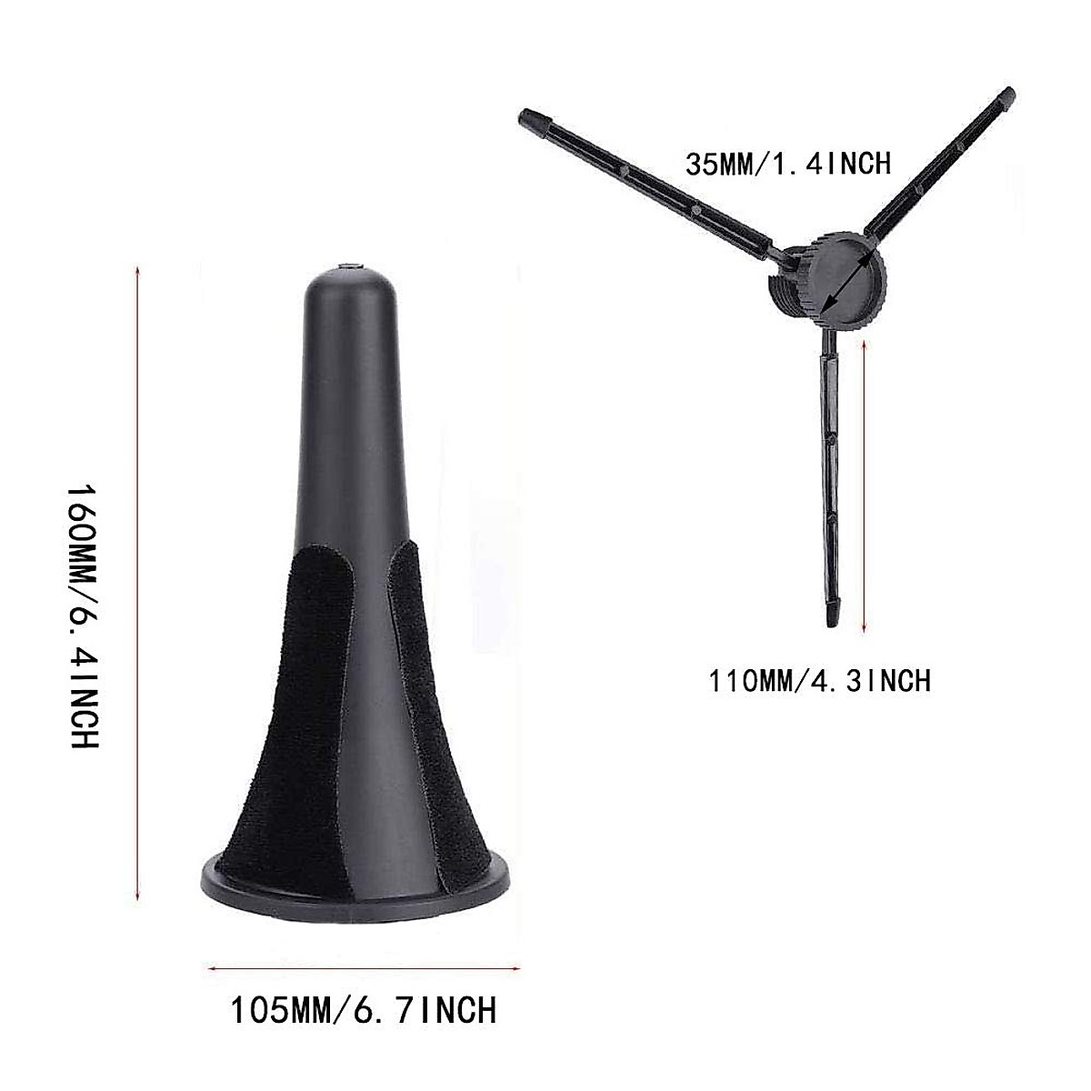 Jiayouy Black Portable Trumpet Stand Holder Metal Tripod Holder Stand Foldable - 6.7" x4.5"