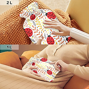 Ladybug Hot Water Bottle with Cover 1L Small Hot Water Bag for Pain Relief Cramps BAP Free