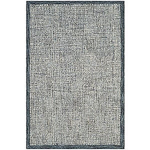SAFAVIEH Abstract Collection Accent Rug - 2'3" x 4', Navy & Ivory, Handmade Wool, Ideal for High Traffic Areas in Entryway, Living Room, Bedroom (ABT220C)