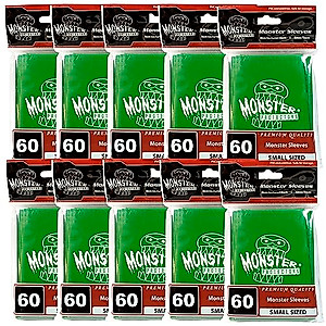 Monster Protector Small Size Sleeves -600 Pack Glossy Finish with Monster Logo - Compatible with Yugioh and Other Small Sized Gaming and Collectible Cards - Clean, Safe, Secure Storage & Handling