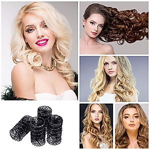 20 Pieces Hair Styling Brush Roller Hair Curler Roller Hair Mesh Roller and 20 Pieces Plastic Roller Picks for Women Girls Hair Styling (2.5 x 1.4 Inch,Black)