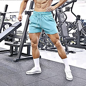 MECH-ENG Men's 5" Running Athletic Shorts,Lightweight Cotton Shorts,Workout Gym Bodybuilding Shorts(Blue Small)