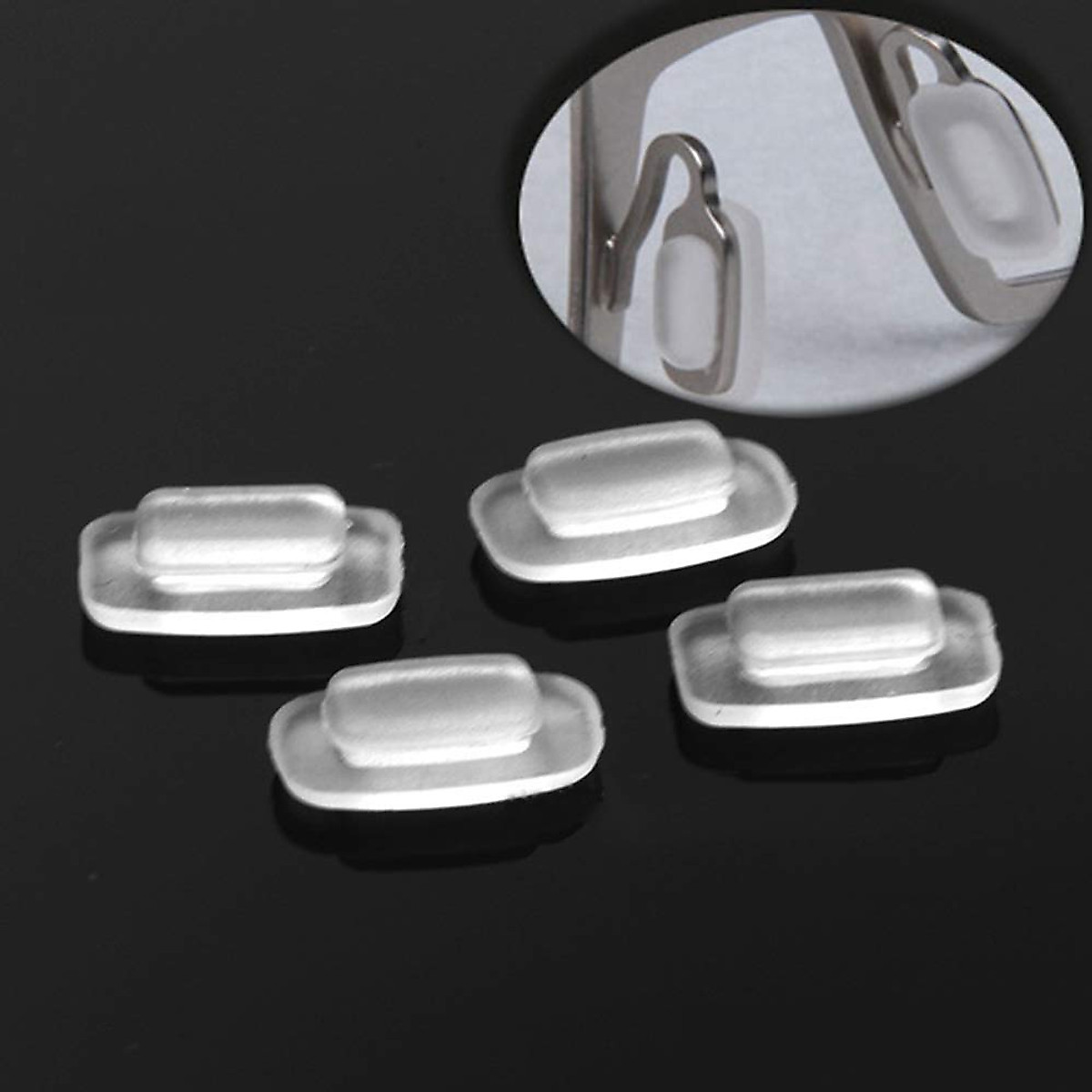 Eyeglass Nose Pads Pieces 11mm 4Pairs Replacement Square Rectangle Push Slide Slip in Silicone Nosepads for Eye Glasses Eyeglasses Sunglasses Costa Maui and More