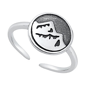 OLIE & JOLIE 925 Sterling Silver Oxidized Mountains Adjustable Toe Ring