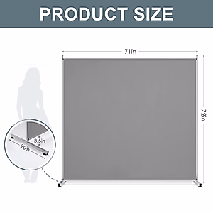 RANTILA Single Large Panel Room Divider, Privacy Screen for Office, Partition Separators, Freestanding Divider 71''W x 71''H, Grey