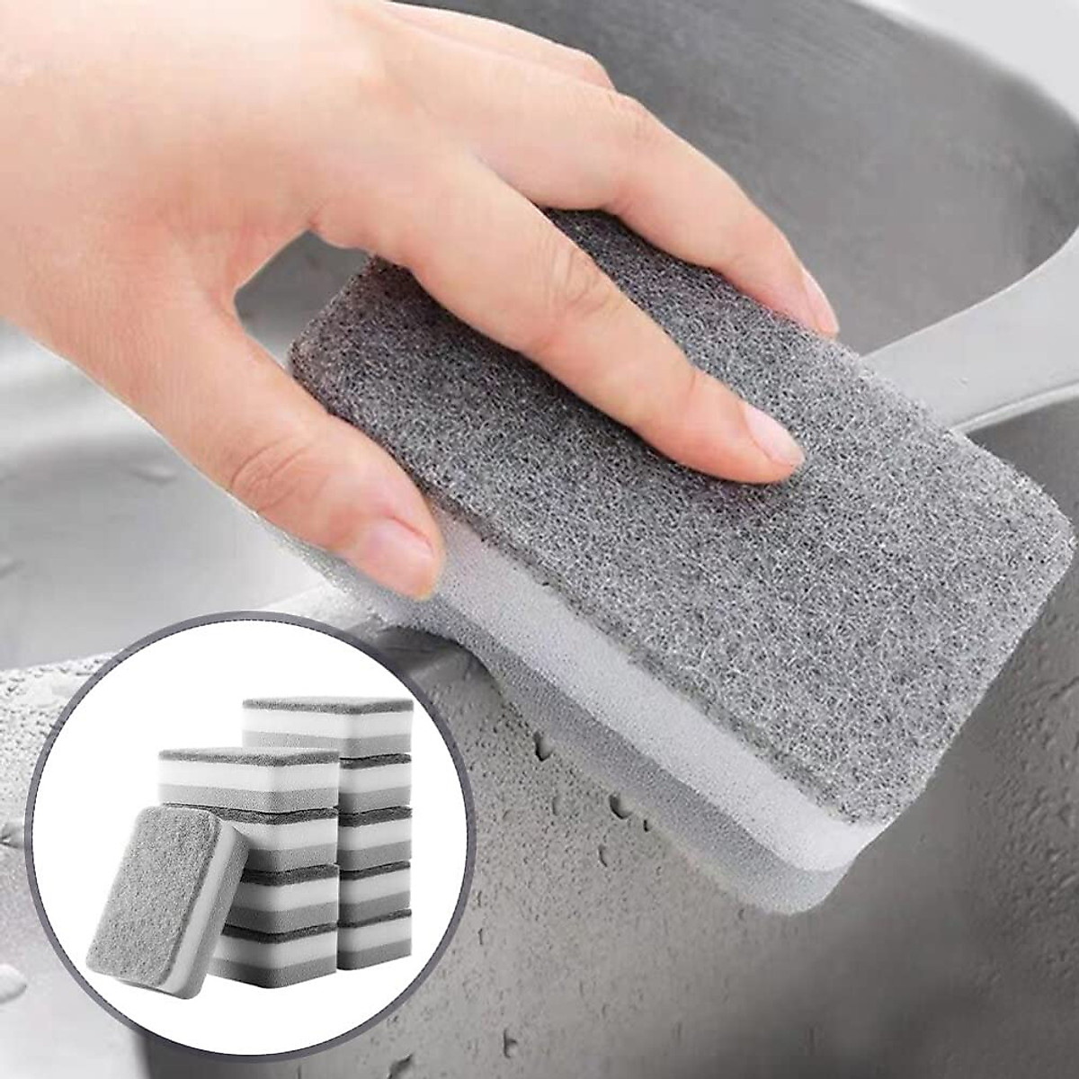 LIGHTAOTAO 10pcs Sponge Scouring Pad Scrub Sponges Kitchen Dishwashing Pad Reusable Kitchen Sponge Cookware Washing Sponges Dish Cleaning Sponge Soap Control Brush Kitchen Scrub Double Sided