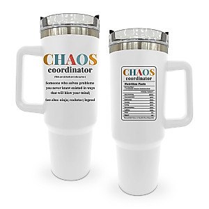 Chaos Coordinator 40oz Tumbler Thank You Gifts Water Bottle Double Wall Travel Coffee Mug Stainless Steel Vacuum Insulated Thermal Cup Boss Lady Gifts for Women Doctor Secretary Birthday Christmas