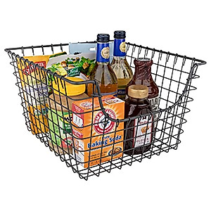 Spectrum Diversified Scoop Wire Basket, Vintage-Inspired Steel Storage Solution for Kitchen, Pantry, Closet, Bathroom, Craft Room & Garage, Pack of 1, Industrial Gray