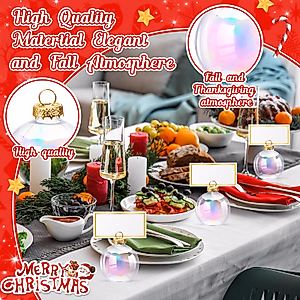 Liliful 12 Set Christmas Glass Place Card Holders Including Cards Table Sign Card Holder Ornament Table Number Holders Display Place Cards for Wedding Anniversary Birthday Party Table Numbers