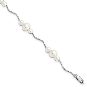 IceCarats 925 Sterling Silver Freshwater Cultured Pearl Chain Bracelet