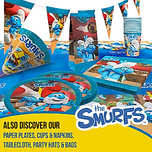 Party Factory `Smurfs' Pennant Chain Paper with 10 pennants, Length Approx. 196.8 inch, Party Garland, Birthday Decoration, Theme Party