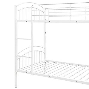 Cotoala Twin Over Twin Metal Bunk Bed with Guardrails and Steel Ladder, Can Be Split into Two, Space Saver Design, No Box Spring Needed