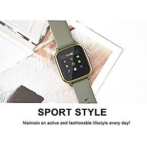 2 Packs Hard PC Case Compatible with Garmin Venu Sq Screen Protector Built in 9H Tempered Glass, NAHAI Full Cover Bumper All Around Anti-Scratch Shell for Garmin Venu Sq Music Smartwatch, Clear/Clear