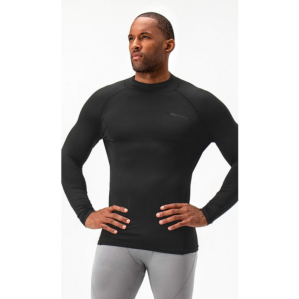 DEVOPS 2 Pack Men's Thermal Turtle Mock Neck Shirts, Compression Long Sleeve Tops (X-Large, Black/Black)