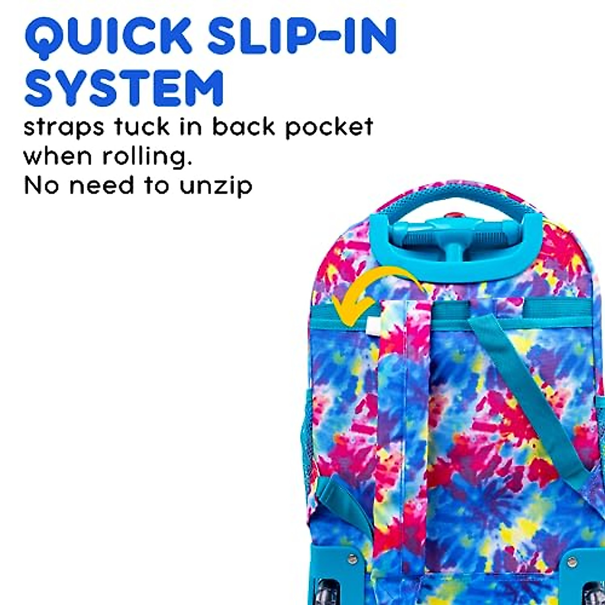 J World New York Kids' Sunny Rolling Backpack Adults, Tie Dye, One Size