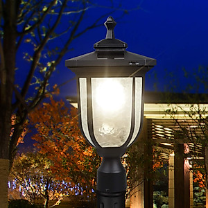 KMC LIGHTING ST4322Q-A Solar Post Light Solar Powered Lamp Post Light Post Solar Light Outdoor Fabulously Bright 120 LUMENS Made of Aluminum die-Casting and Glass with 3 inches Post Adaptor