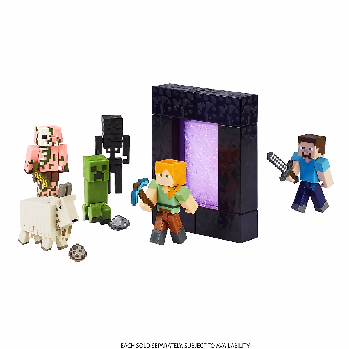 Minecraft Steve Action Figure, 3.25-in, with 1 Build-a-Portal Piece & 1 Accessory, Building Toy Inspired by Video Game, Collectible Gift for Fans & Kids Ages 6 Years & Older