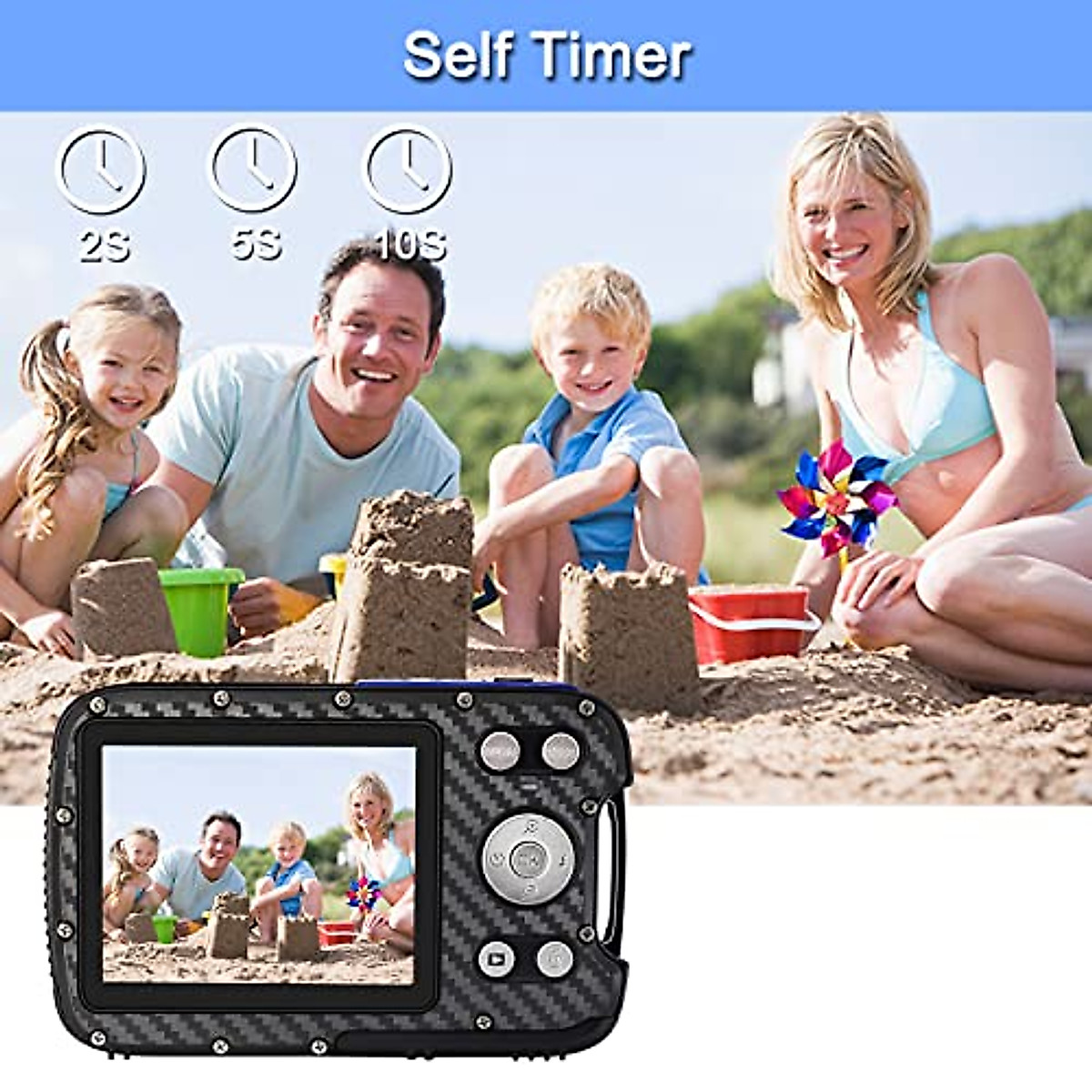 YEEIN 16FT Underwater Camera 30MP Waterproof Digital Camera with 32G Card and Rechargeable Battery, 18X Point and Shoot Camera for Boys Girls Children Teens Snorkeling Swimming Vacation(Blue)