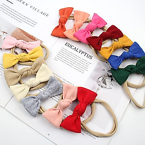 Lanmerry Nylon Baby Headband Hairbands with Tied Bow Stretchy Hairbands and Bows 20 Pack Headwrap for Newborn Infant Toddler Hair Accessories