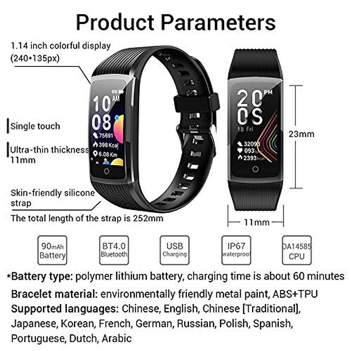 XXXDXDP Bracelet Smart Band Men Fitness Tracker Activity Smartwatch Real-time Monitor 5 in 1 Pedometer Sports Wristband Women Man (Color : A)