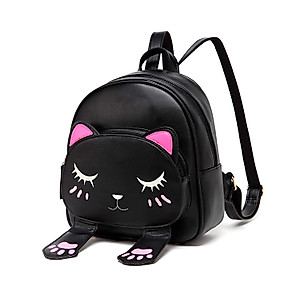 DIOMO Toddler Backpack for Girls Cartoon Kids Backpack Purse, Cute Cat Small Kawaii Preschool Backpack (Black)