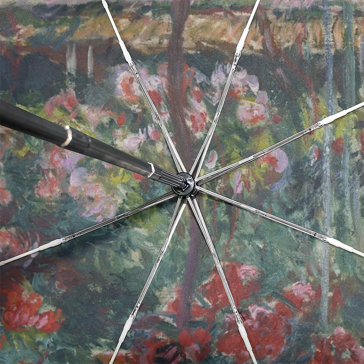 AHOMY Auto Open Close Umbrella, Flower Watercolor Monet Folding Travel Umbrellas for Rain and Sun